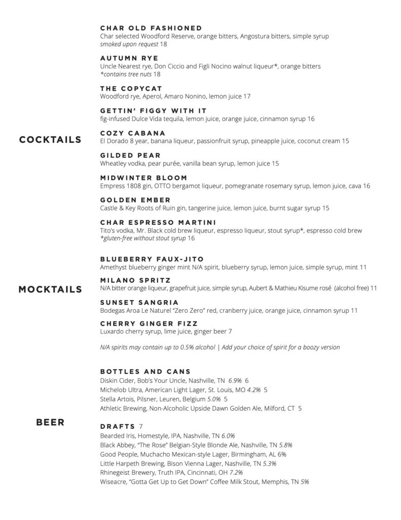 Drinks - Char Nashville